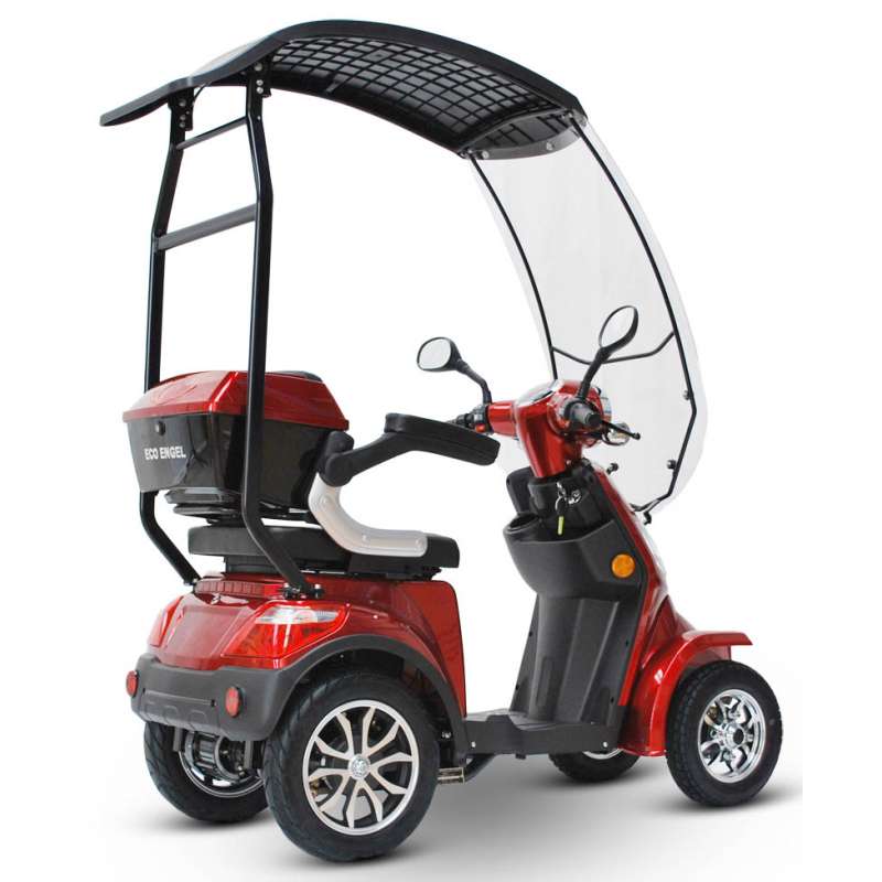 E-Scooter 4 Räder 25 km/h ECO ENGEL 510 Rot, 1000 Watt mit Dach